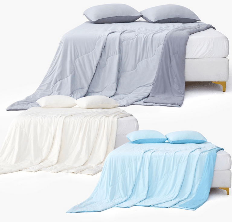 Sleep with the Momcozy® CoolMurm® Silky-Soft Cooling Comforter